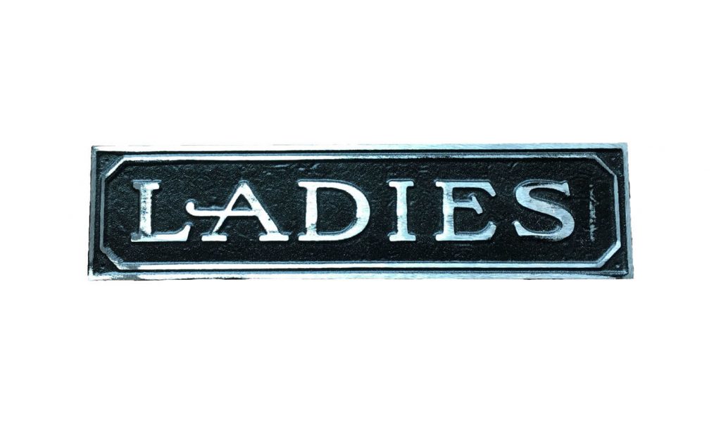 Antiqued Ladies Door Sign 2 1/2" X 9 5/8" - Custom Metal Signs ...
