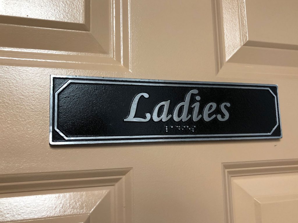Ladies Door Sign with Braille 9 5/8" X 2 3/8" - Custom Metal Signs ...