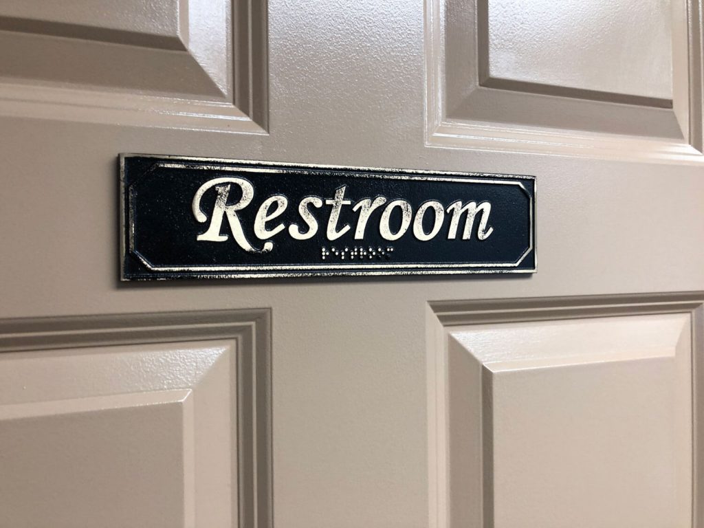 Brass Antiqued Restroom Door Sign with Braille 9 5/8" X 2 3/8" - Custom ...