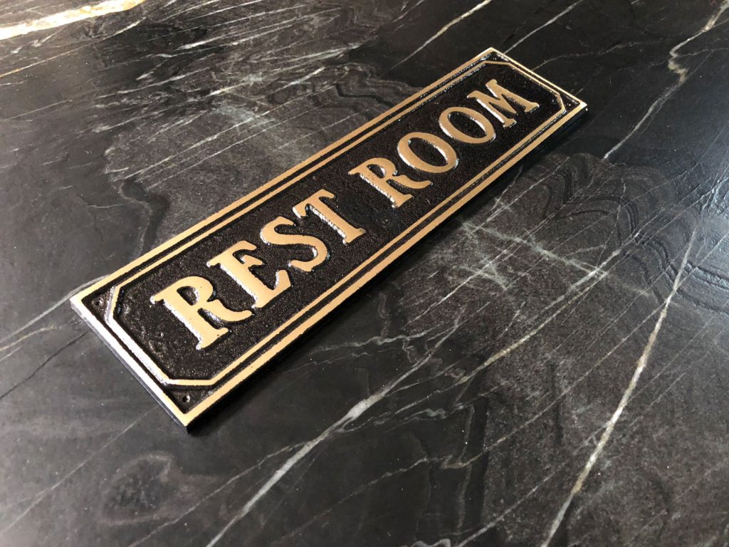 Brass Restroom Door Sign - Custom Metal Signs - KCastings, Inc