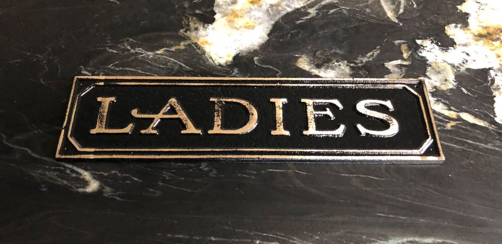 Brass Antiqued Ladies Door Sign 2 1/2" X 9 5/8" - Custom Metal Signs ...