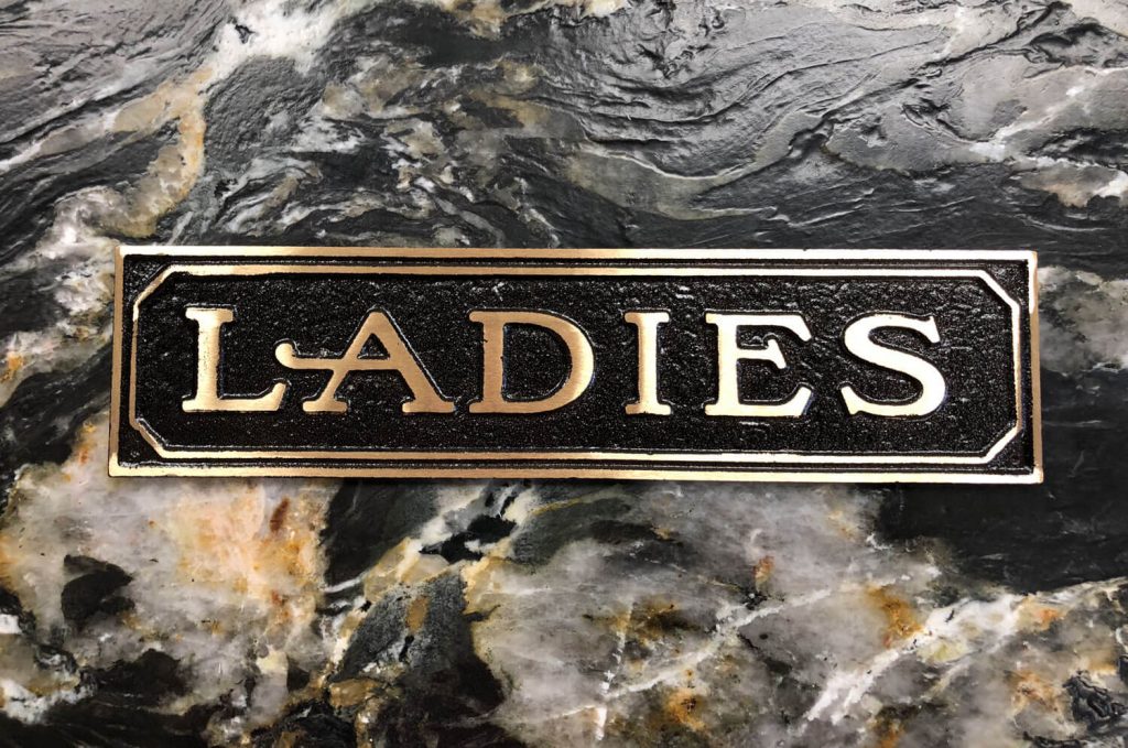 Brass Ladies Door Sign 9 5/8" X 2 3/8" - Custom Metal Signs - KCastings ...
