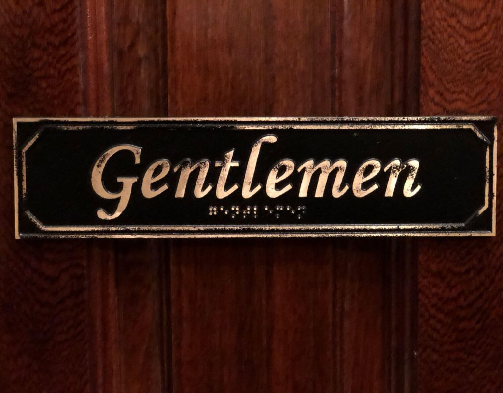 Brass Antiqued Gentlemen Door Sign with Braille 2 1/2" x 9 5/8 - Custom ...
