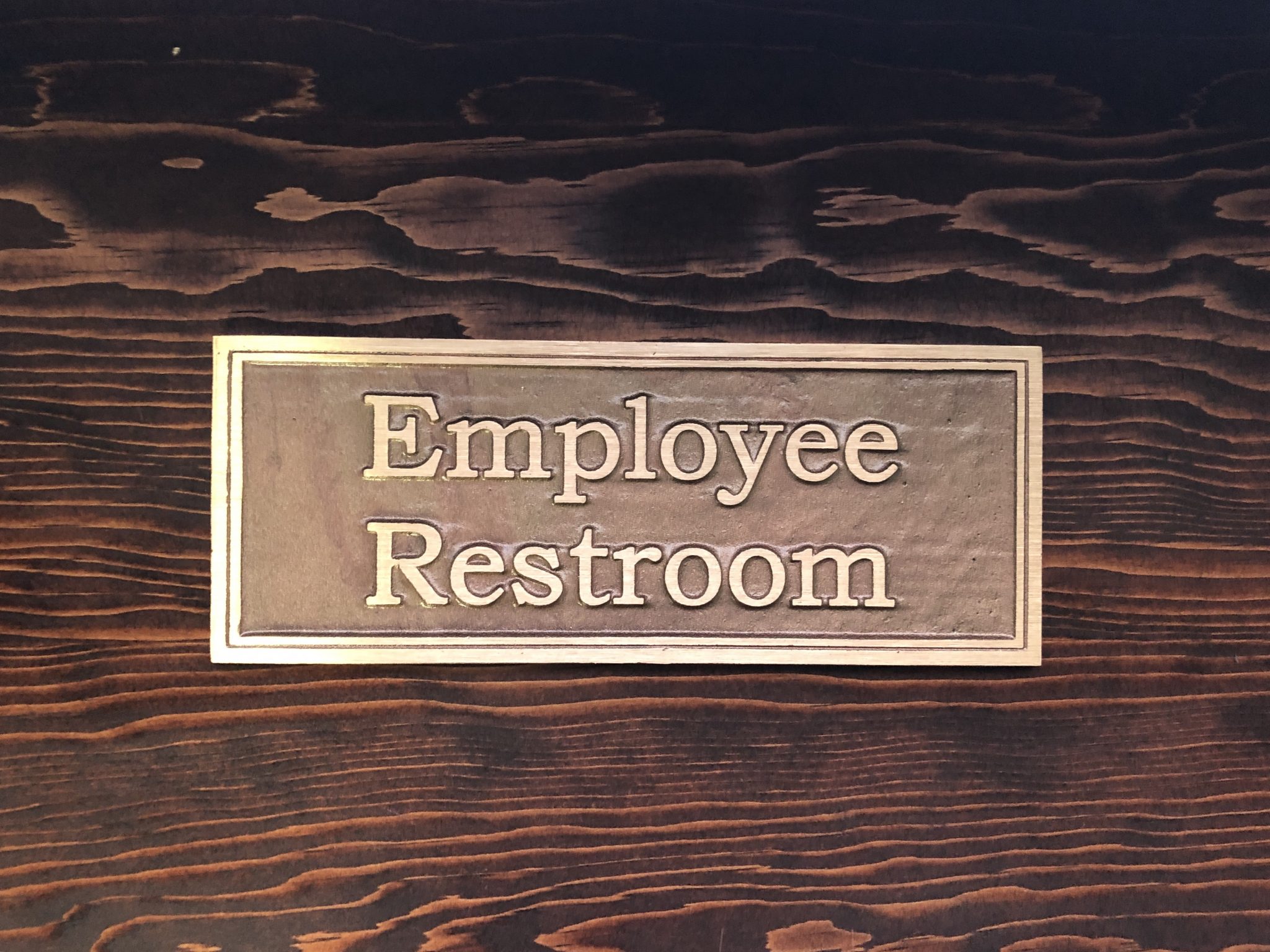 Brass Employee Restroom Door Sign - Custom Metal Signs - KCastings, Inc