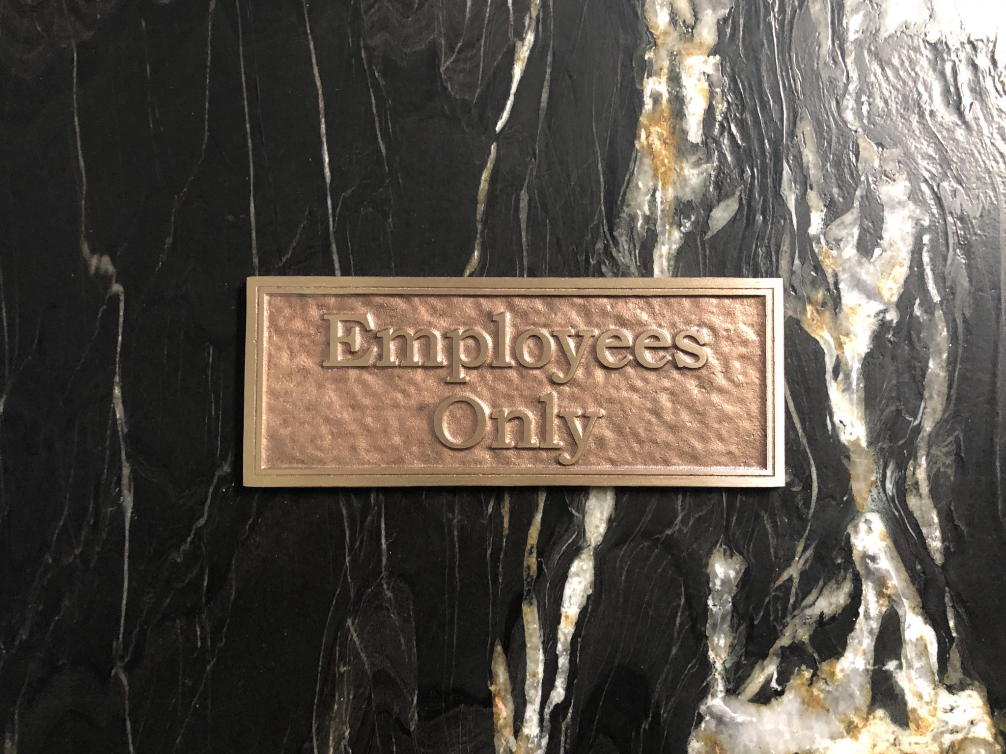 Brass Employees Only Door Sign 10" X 3 7/8" - Custom Metal Signs ...
