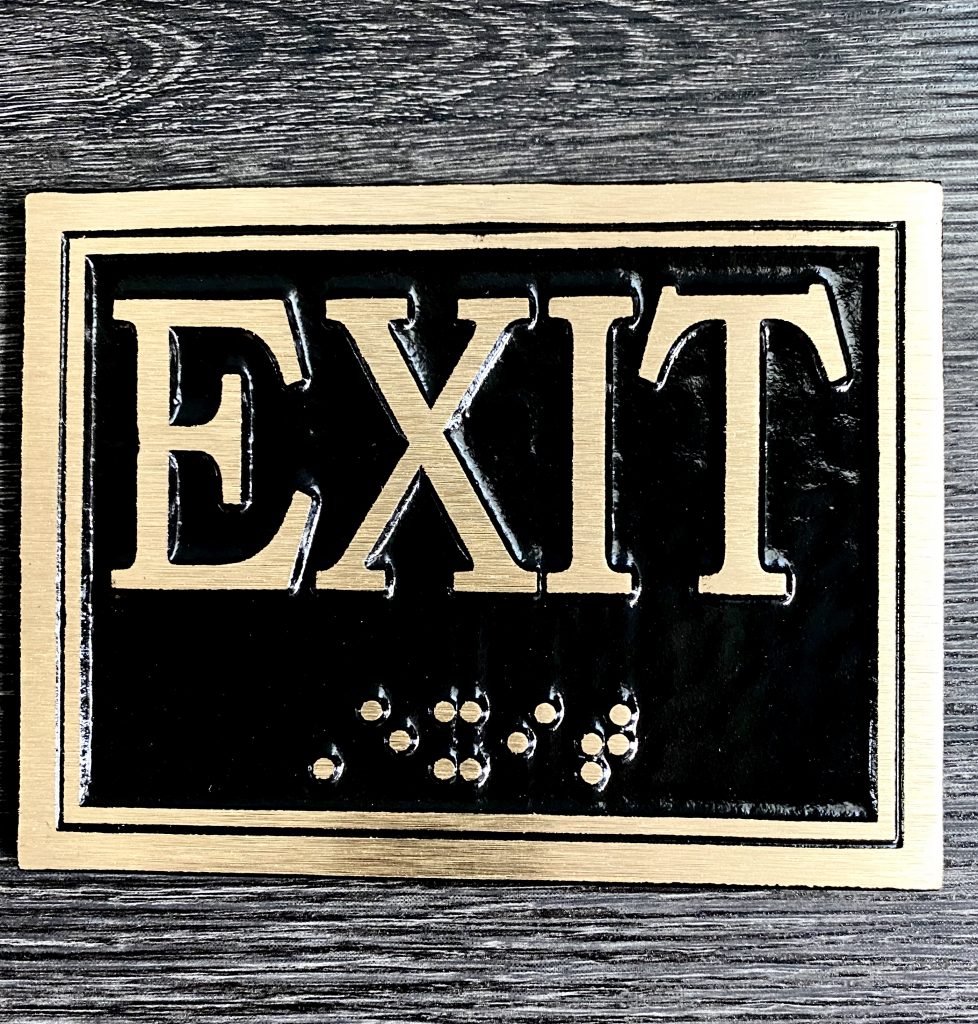 Brass Exit Door Sign with Braille 6" X 4 1/2" - Custom Metal Signs ...