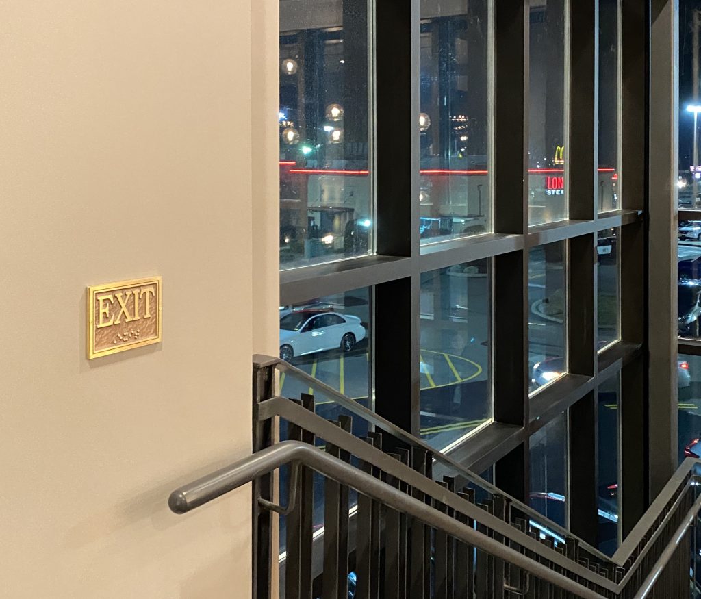 Brass Exit Door Sign with Braille 6″ X 4 1/2″ | K Castings, Inc